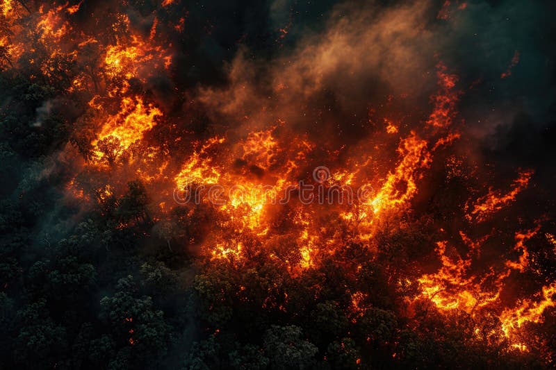 A Dramatic Aerial View of a Fire Engulfing a Forest. Perfect for ...