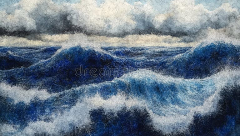 Dramatic Aerial View of Raging Ocean Waves Under a Powerful Sky in a ...
