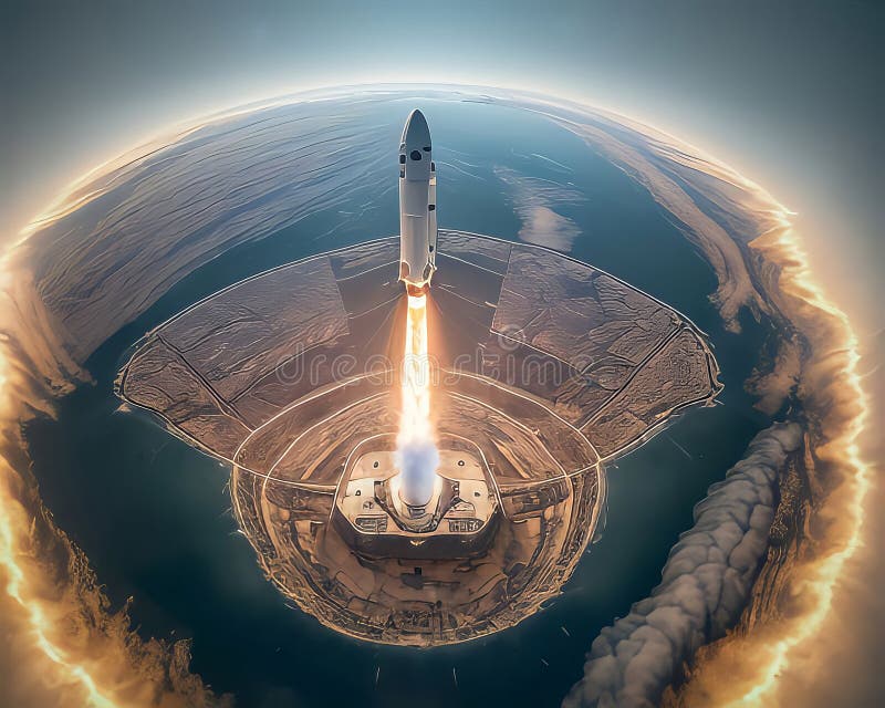 Dramatic Aerial View of Rocket Launch through Fisheye Lens, Created ...