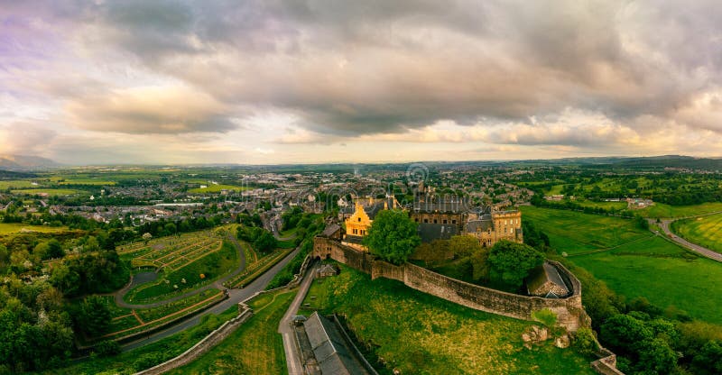 Dramatic Aerial View of the Stirling Castle during the Sunset ...