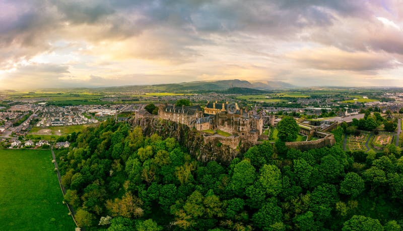 Dramatic Aerial View of the Stirling Castle during the Sunset ...