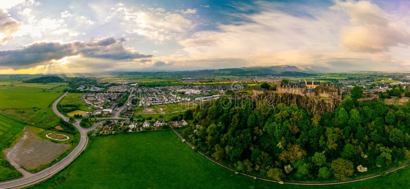 Dramatic Aerial View of the Stirling Castle during the Sunset ...