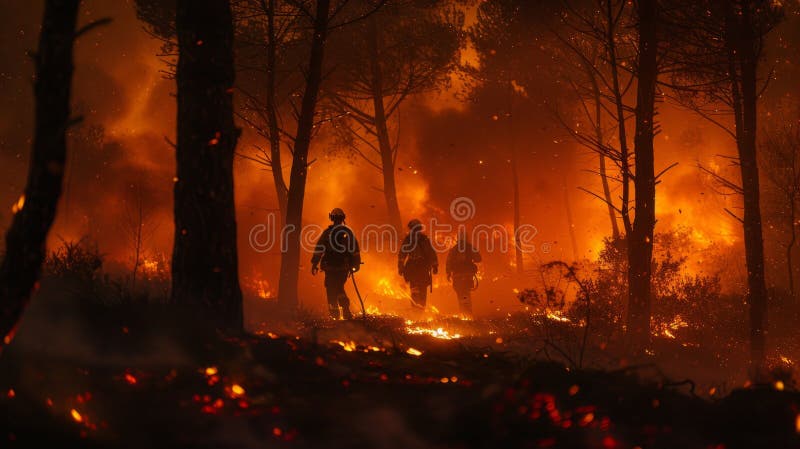 Wildfire Rages in Forest Setting Fire To Trees and Creating a Dramatic ...
