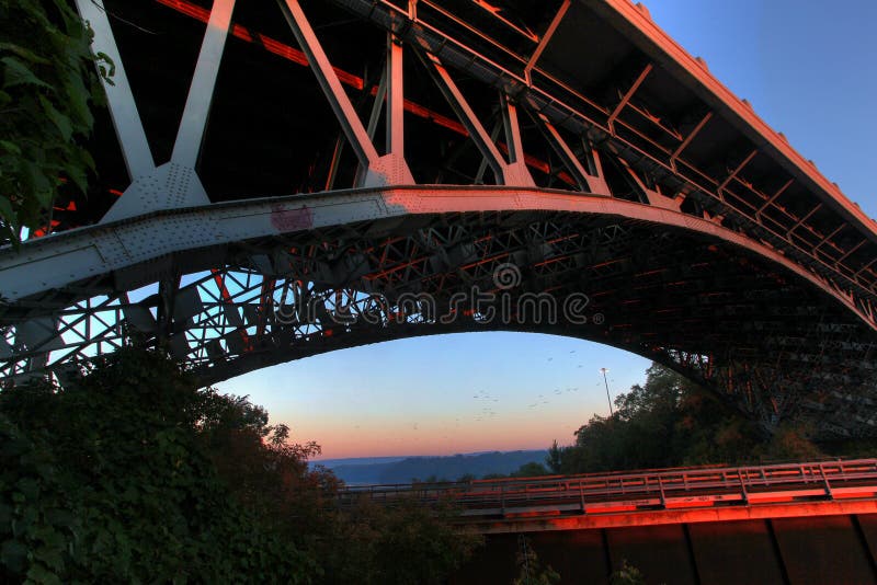 Dramatic angle of a bridge stock image. Image of architecture - 16389907