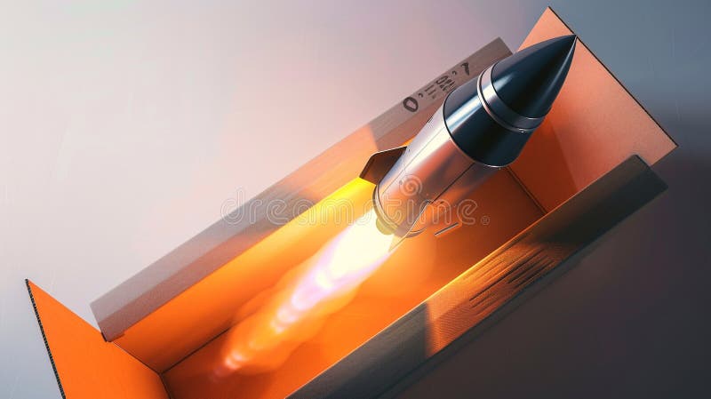 Dramatic Angle of a Miniature Rocket Emerging Dramatically from a Plain ...