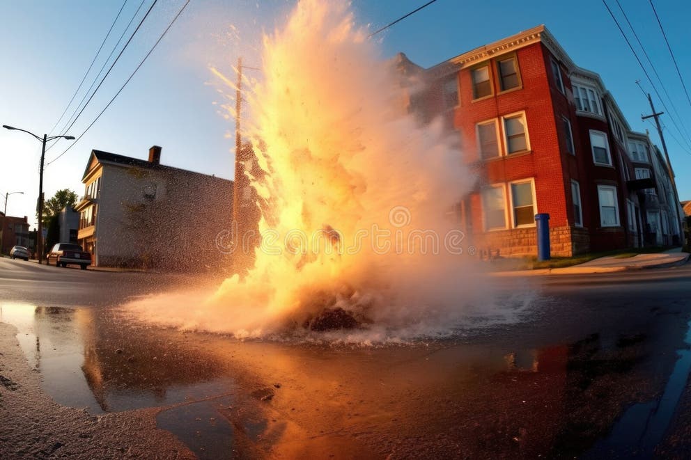 Dramatic Angle of Water Shooting Up from Fire Hydrant Stock Photo ...