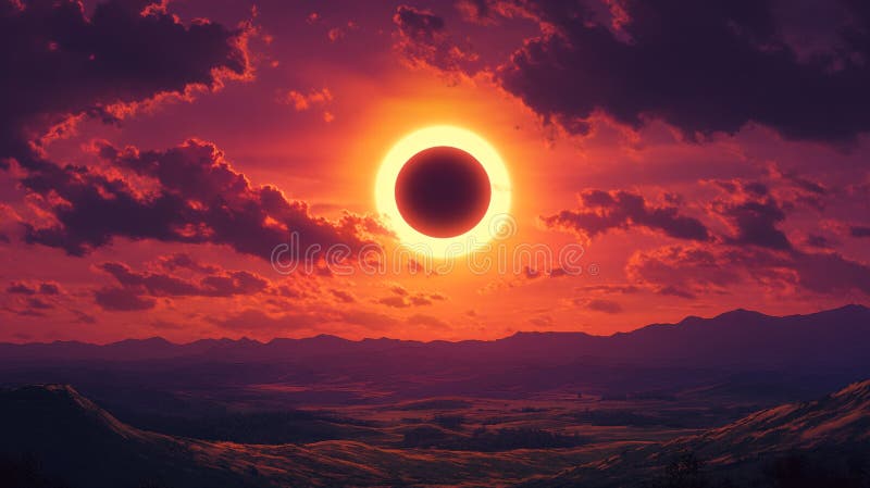Dramatic Annular Solar Eclipse Over Majestic Mountain Landscape at ...
