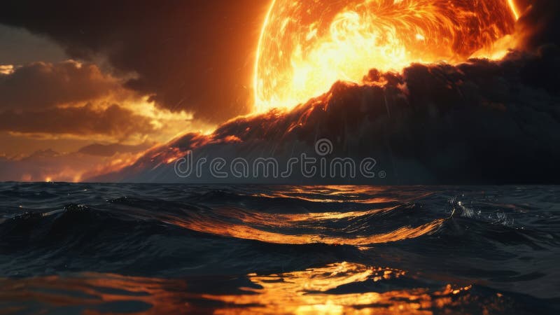Dramatic Apocalyptic Landscape with a Fiery Explosion Stock ...