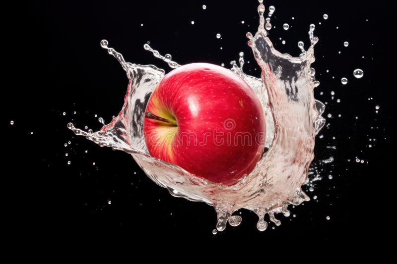 Dramatic Apple Splash: Apple on a Dark Background with Water Splash ...