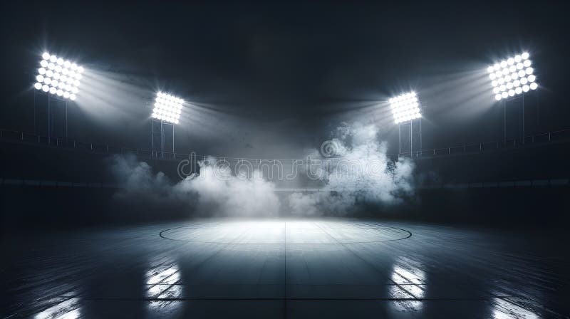 Dramatic Arena Stage with Spotlight and Smoke for Event or Presentation ...