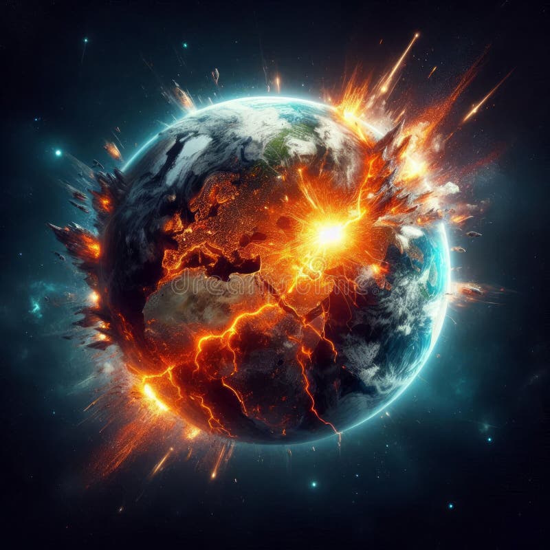 Dramatic Artificial Intelligence Depiction of Earth S Destruction Stock ...