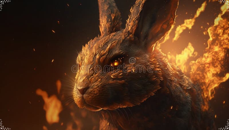 Rabbit fire art stock illustration. Illustration of epic - 269975208