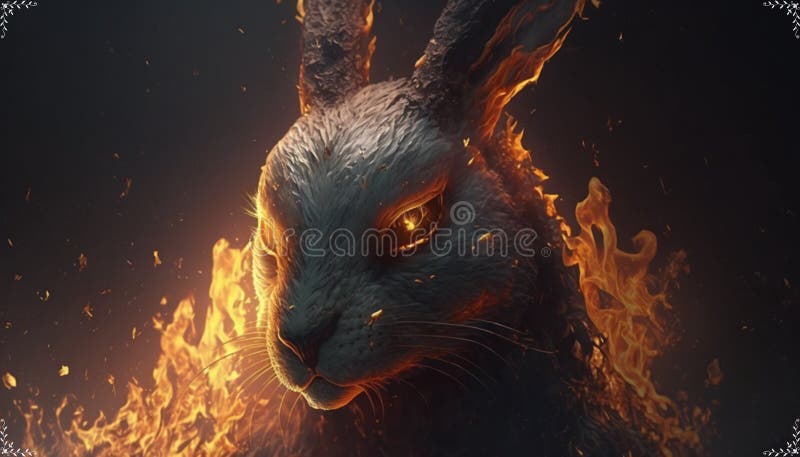 Rabbit fire art stock illustration. Illustration of action - 269975243