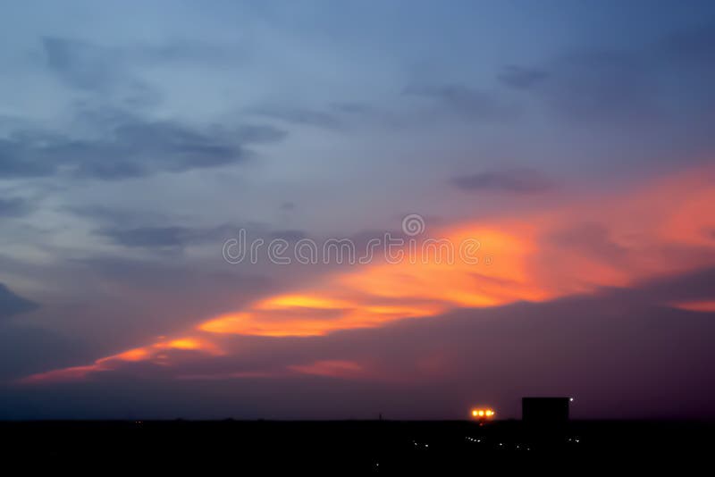 Dramatic Atmosphere Panorama View of Colorful Twilight Sky and C Stock ...