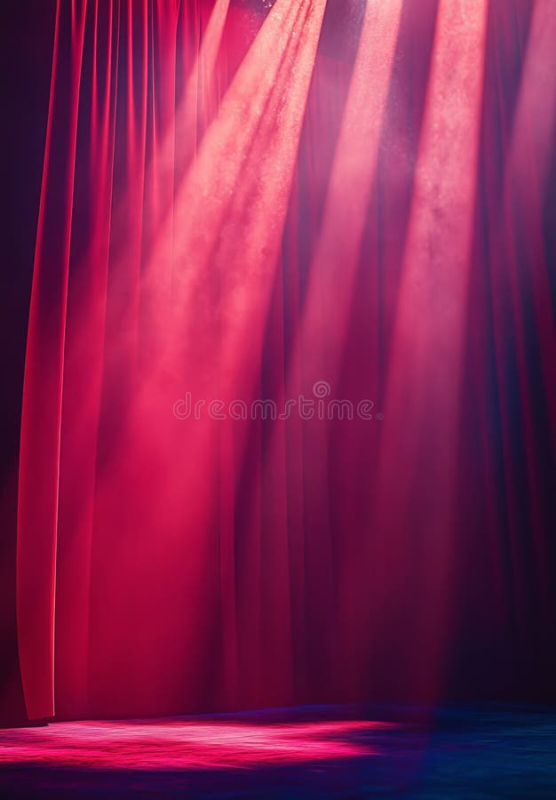 The Dramatic Atmosphere of a Theater Stage is Created by Red Curtains ...