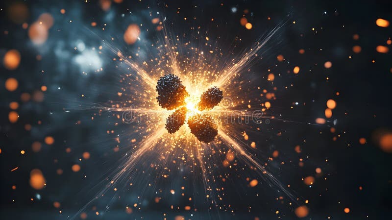 Dramatic Atomic Fission Reaction with Explosive Energy Release Stock ...