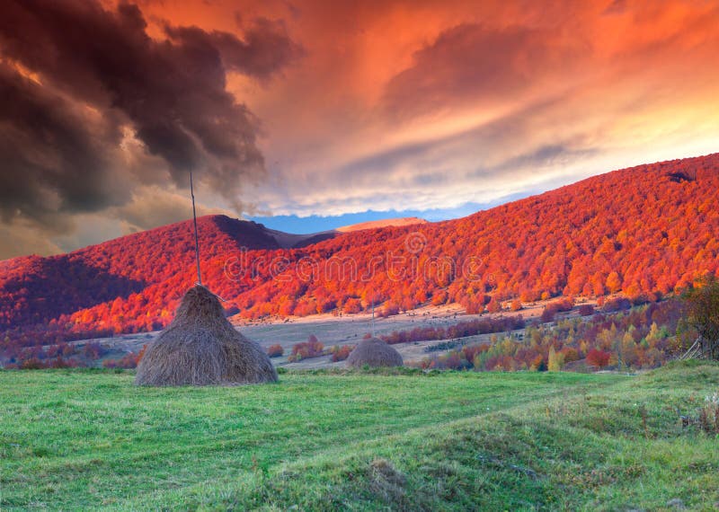 Dramatic autumn landscape stock photo. Image of carpathian - 27336676