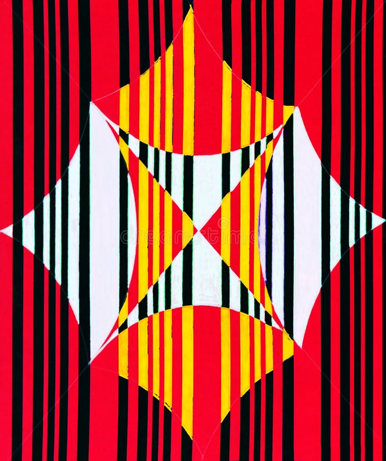 A Hand Colorured Abstract Pattern of Lines and Curves. Stock ...