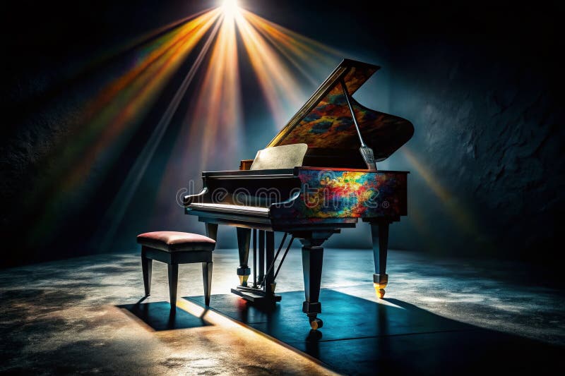 Dramatic Backlit Abstract Piano Key Silhouette Painting a Striking ...