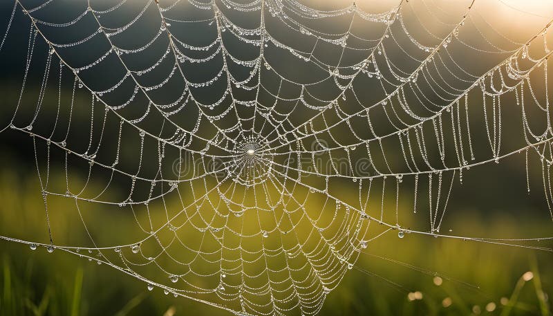 A Dramatic, Backlit Image of a Delicate Spiderweb, Enshrouded in the ...