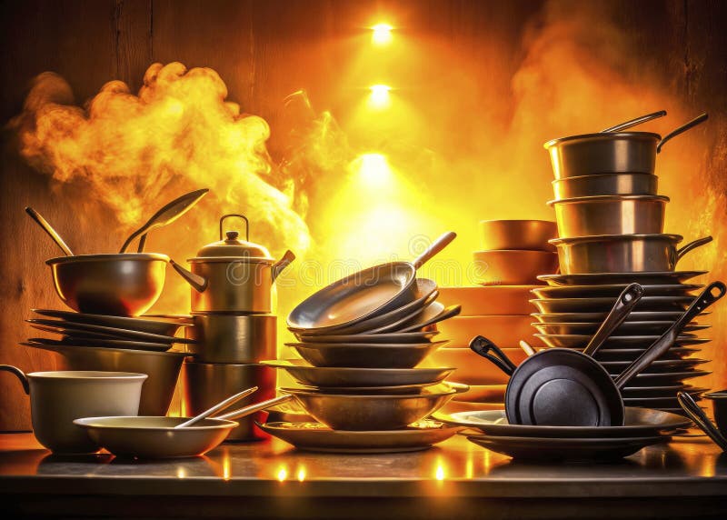 Dramatic Backlit Kitchen Silhouette a Messy yet Evocative Still Life of ...