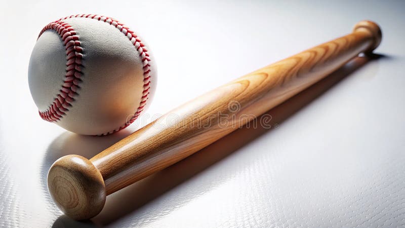 Dramatic Baseball Bat and Ball Isolated Against White a Striking Visual ...
