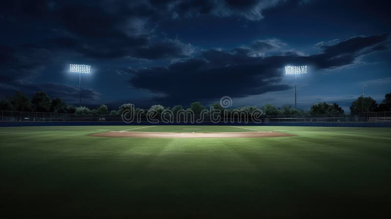 Dramatic Baseball Field Light Stock Illustration - Illustration of ...