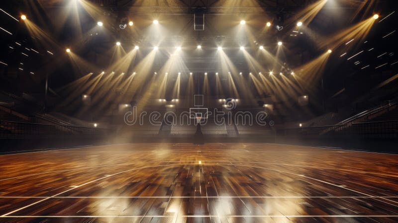 Dramatic Basketball Arena with Spotlight Effects, Generative AI Stock ...