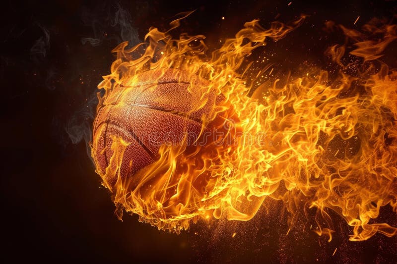 Dramatic Basketball Ball in Fire. Generate Ai Stock Illustration ...