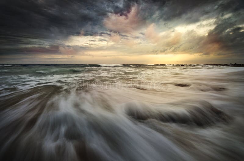 Dramatic Beach Scene With Very Good Clouds Stock Photo - Image of cloud ...