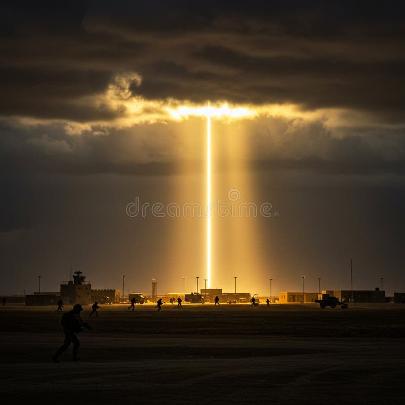 A Dramatic Beam of Light Pierces through Dark Clouds, Illuminating a ...