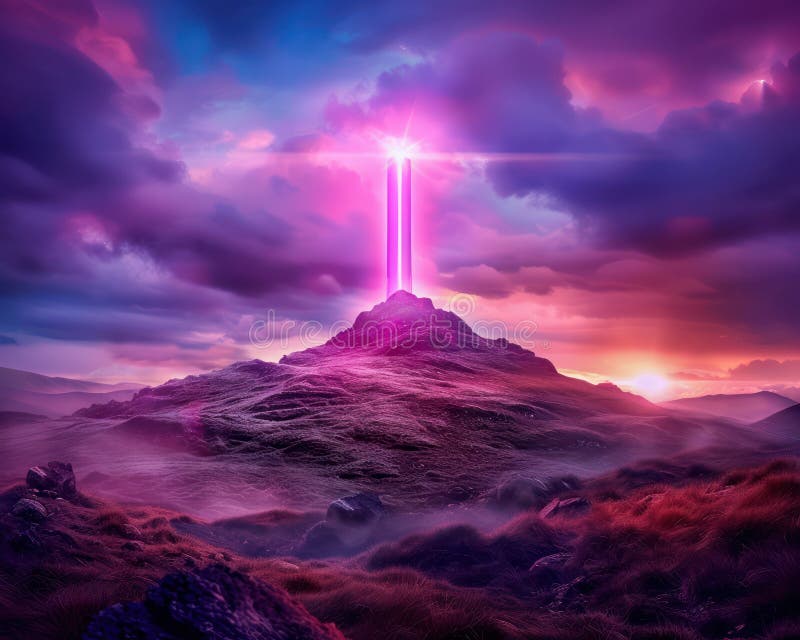 A Powerful Beam of Light Piercing through the Clouds, a Beacon of Light ...