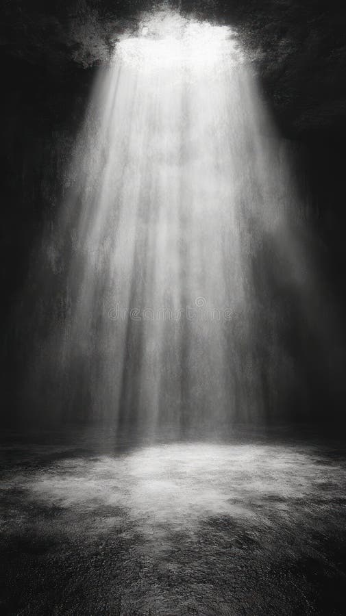 Dramatic Beam of Light Shining Down through Darkness with Luminous ...