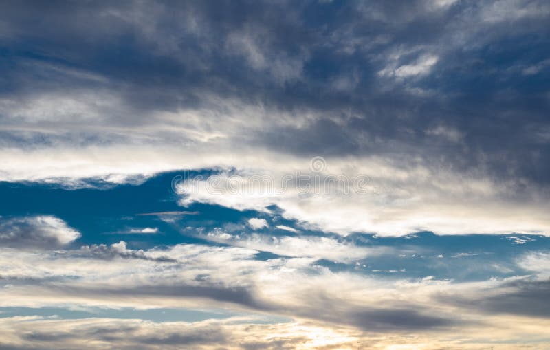 Dramatic Beautiful Grey Clouds Pattern in Sunset Light Sky. Stock Photo ...