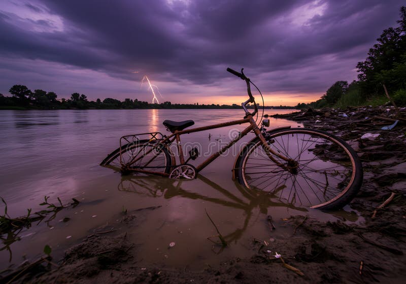 Dramatic Bicycle Lightning Storm Wallpaper for Desktop Stock ...