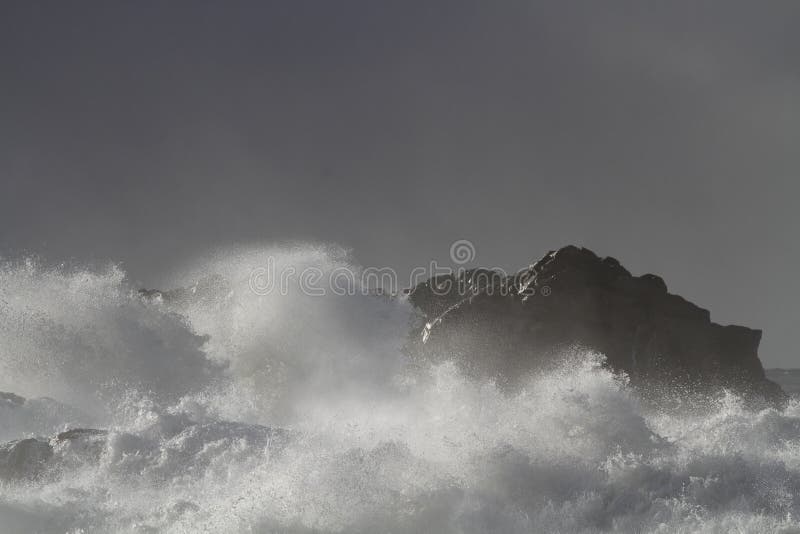 Dramatic Big Waves Splashing Over Rocks and Cliffs during a Stormy Day ...