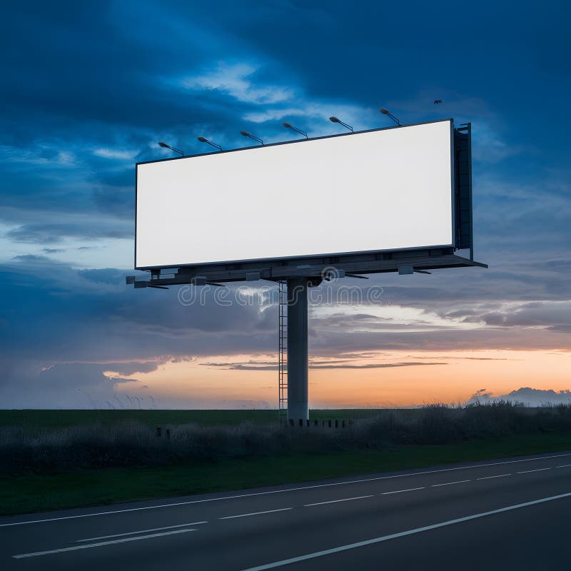 Dramatic Billboard on Roadside Blank Billboard Against Dramatic Sky ...