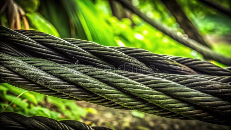 Dramatic Black Braided Cable Web a Tangled Mess of Wires for Tech and ...