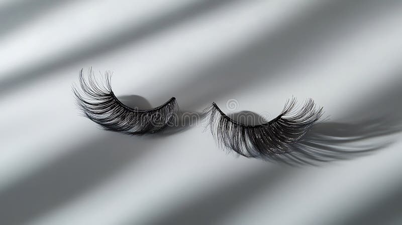 Dramatic Black False Eyelashes on Minimalist Gray Background Stock ...