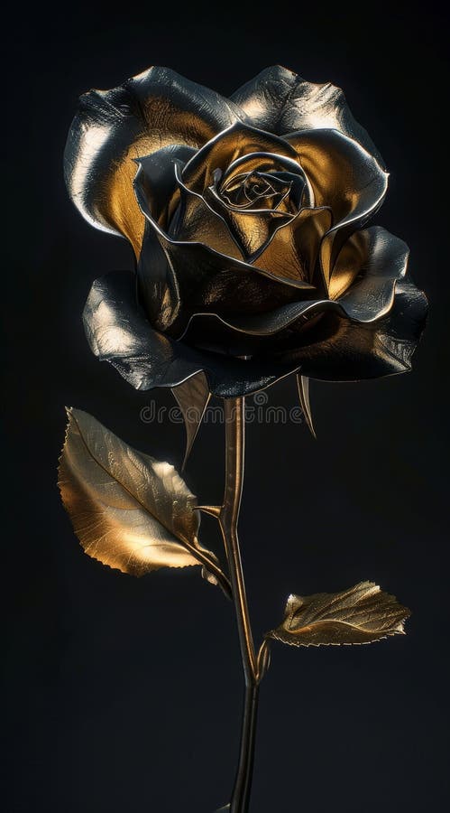 Dramatic Black and Gold Rose Stock Illustration - Illustration of ...