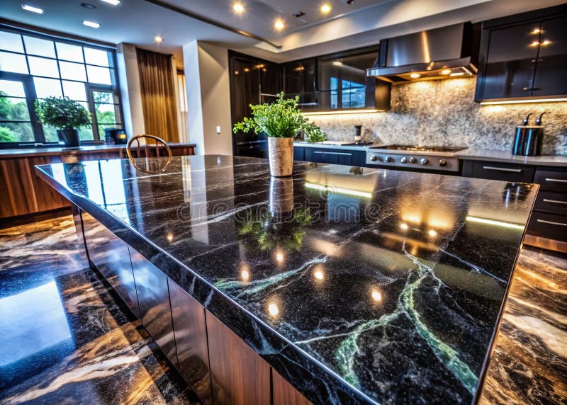 Dramatic Black Granite Panoramic Background a Deeply Textured Design ...