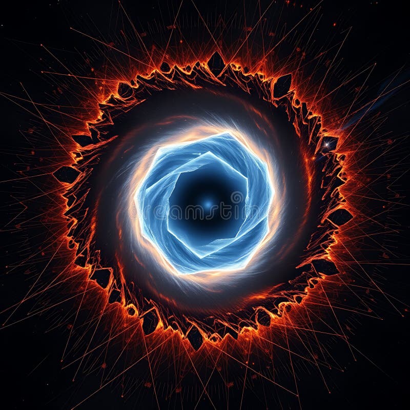 A Dramatic Black Hole Bending Light in Intricate Patterns Stock ...