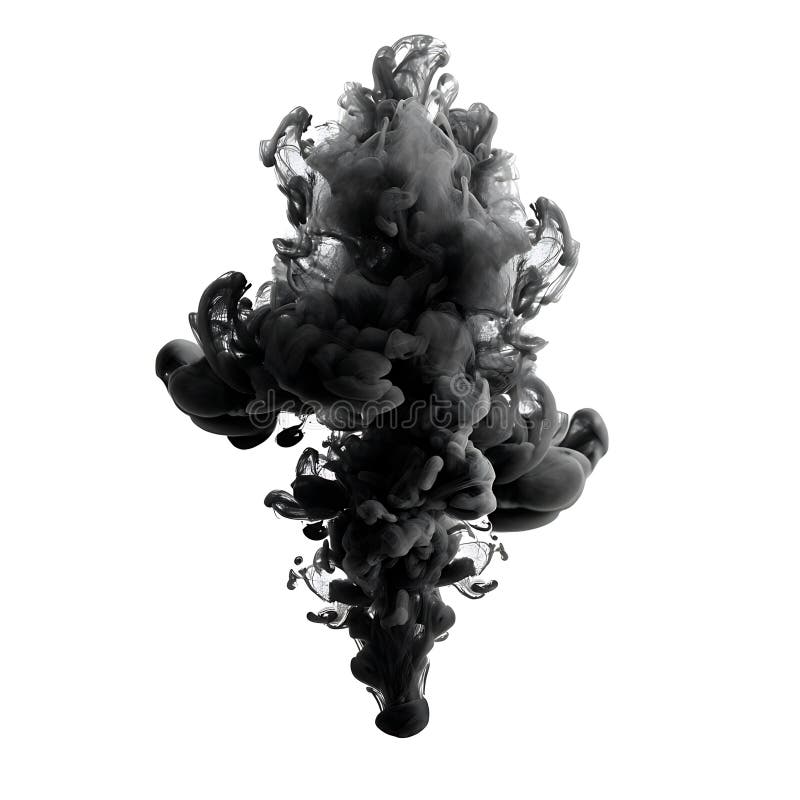 Dramatic Black Ink Cloud Swirling in Water Isolated on White Background ...