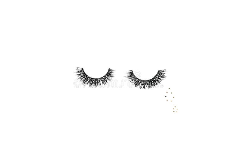 Dramatic Black Long False Eyelashes Placed in the Shape of a Hum Stock ...