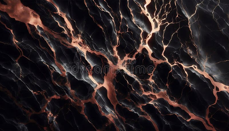 Dramatic Black Marble Texture with Bold Copper Veins Luxury High ...