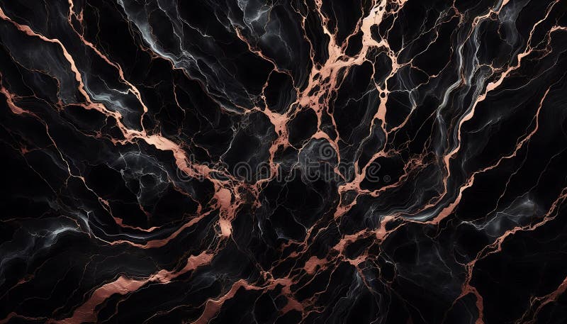 Dramatic Black Marble Texture with Bold Copper Veins Luxury High ...