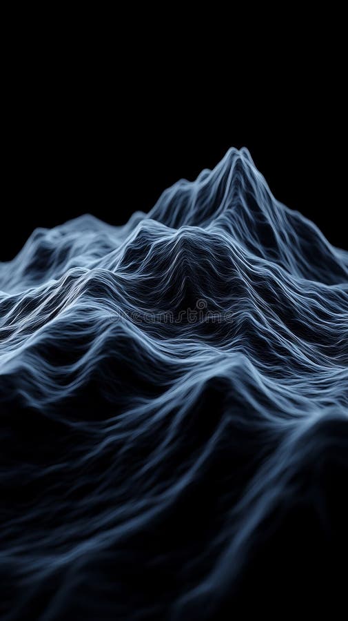 Dramatic Black Mountain Range Illuminated by Dark Blue Lighting ...