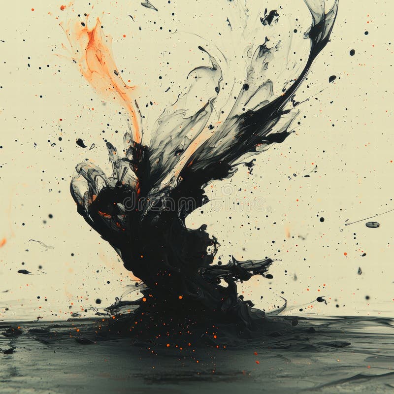Dramatic Black and Orange Splash Creating an Eye-catching Abstract ...