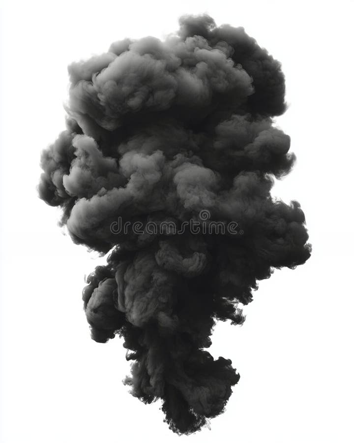 Dramatic Black Smoke Plume Abstract Ink Cloud Dark Vapor Isolated on ...