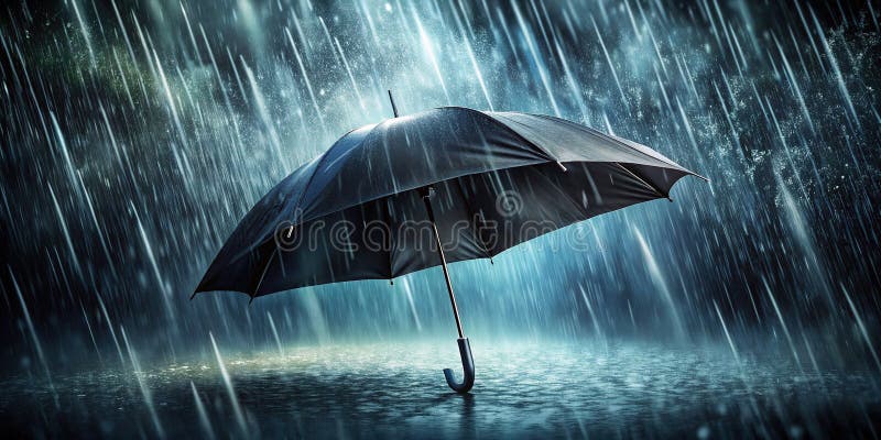 Dramatic Black Umbrella in Diagonal Rain a Moody Atmospheric ...